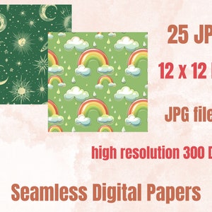 Seamless Green Baby Pattern Paper, Green Baby Nursery Ephemera ...