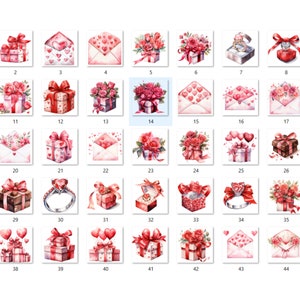 45 PNG Watercolor Valentine's Day Gifts Clipart, Floral Valentines Day ...