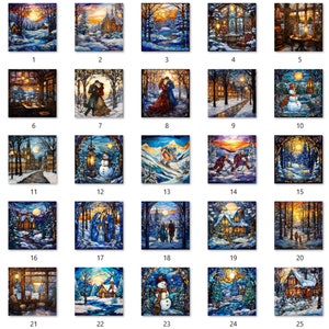 Printable Stained Glass Winter Digital Paper, Winter Holiday Background ...