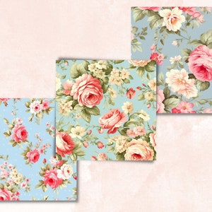 Seamless Vintage Flowers Digital Paper, Shabby Chic Floral Seamless ...