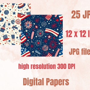 4th of July Patriotic Digital Paper, America Independence Day Pattern ...