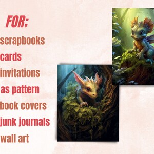 Printable Baby Forest Dragons Digital Paper, Little Dragon Digital ...