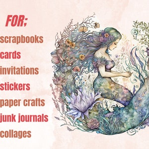 16 PNG Watercolor Elegant Mermaid Clipart, Mermaid Clip Art, Royal ...