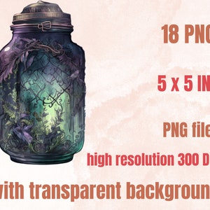 18 PNG Watercolour Gothic Jars Clipart, Dark Fantasy Witchy Clipart ...
