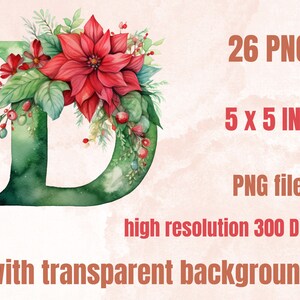 26 PNG Watercolour Green Christmas Alphabet Clipart, Christmas Letters ...