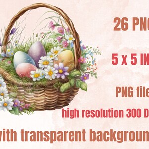 26 PNG Watercolour Easter Baskets Clipart, Floral Easter Basket Clip ...