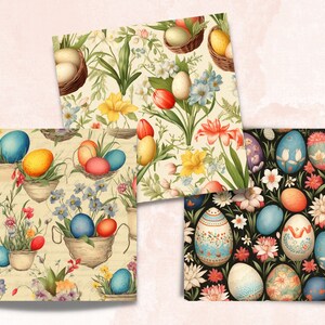 Seamless Vintage Easter Digital Paper, Retro Easter Bunny Seamless ...