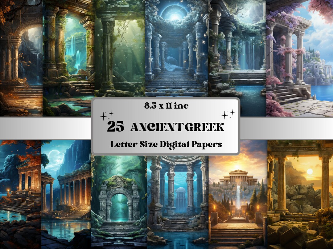 Printable Ancient Greek Digital Paper, Greece Ruins Background, Ancient ...