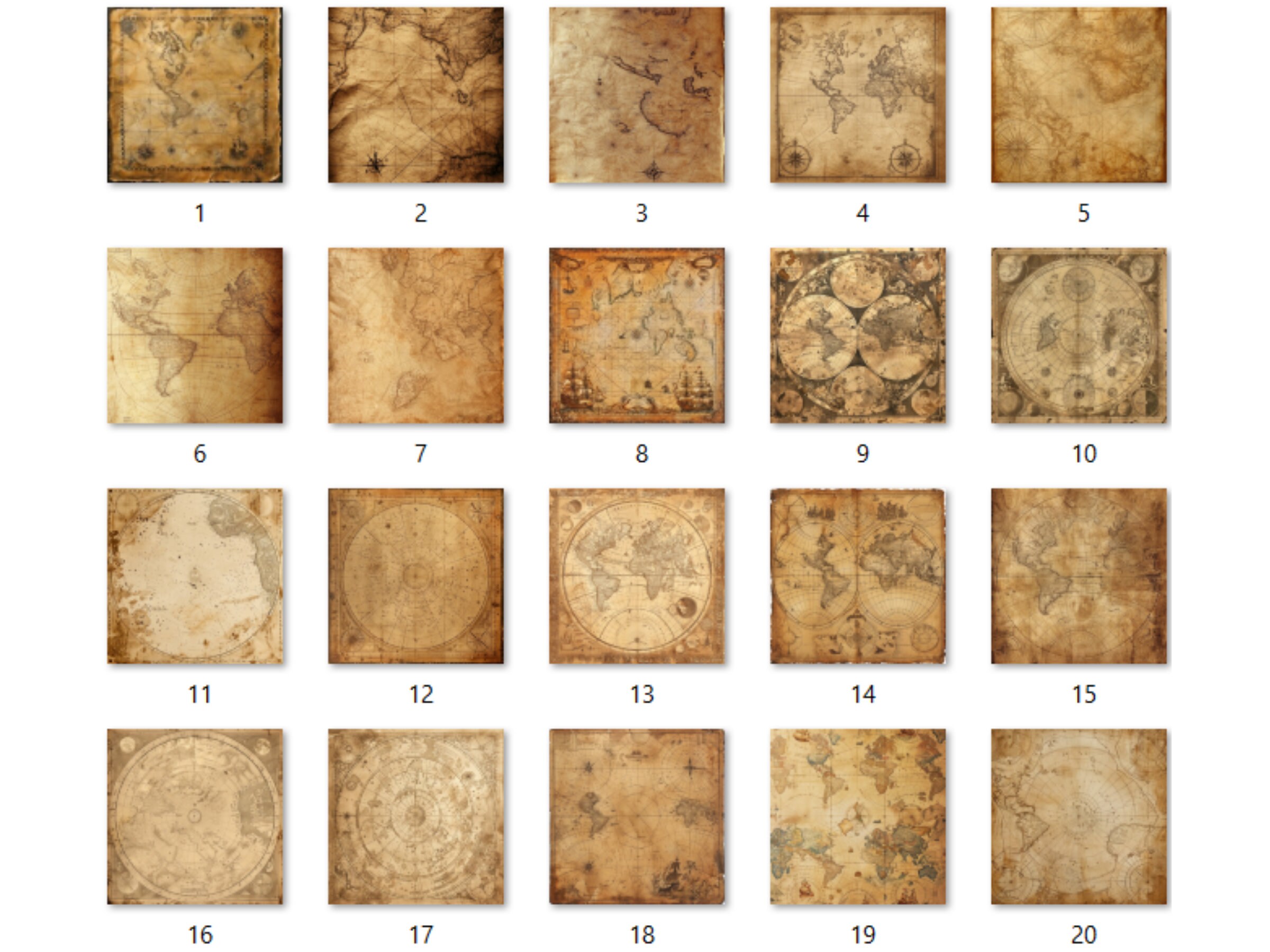 Old Maps Textures Digital Paper Pack, Antique Map Junk Journal Pages ...