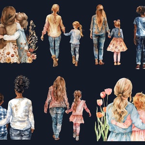 60 PNG Watercolor Mother's Day Views Clipart, Back View Family ...