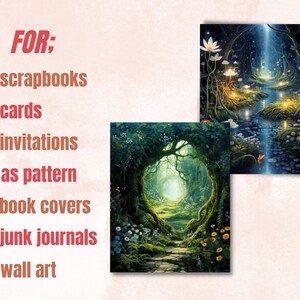 Printable Fantasy Enchanted Forest Digital Paper, Magical Mystery ...