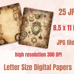 Printable Vintage Steampunk Christmas Digital Paper, Christmas Ephemera ...
