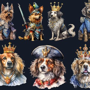 35 PNG Watercolor Fairytale Dogs Clipart Bundle, Fairy Tale Animal Clip ...
