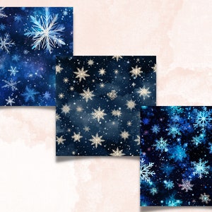 Seamless Winter Snowflakes Digital Paper Pack, Snowy Holiday Repeating ...