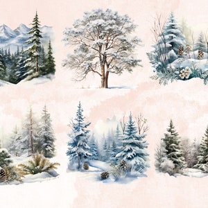 45 PNG Watercolor Winter Woodland Clipart, Snowy Winter Forest ...