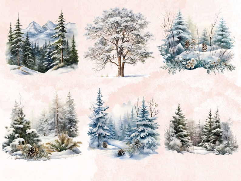 45 PNG Watercolor Winter Woodland Clipart, Snowy Winter Forest ...