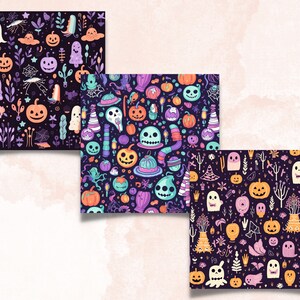 Printable Cute Creepy Halloween Digital Paper, Happy Halloween Kawaii ...