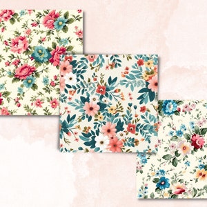 Seamless Vintage Flowers Digital Paper, Vintage Floral Seamless Pattern ...