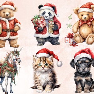 38 PNG Watercolor Christmas Animals Clipart, Merry Christmas Baby ...