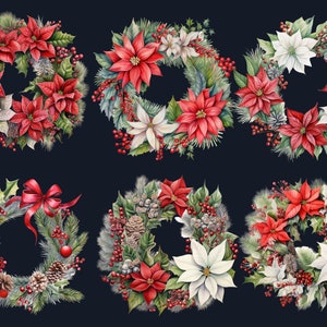27 PNG Watercolor Christmas Wreath Clipart, Merry Christmas Holiday ...