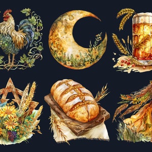 60 PNG Watercolor Lughnasadh Clipart, Floral Pagan Wiccan Art ...