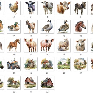 32 PNG Watercolor Farm Animals Clipart, Farm Barn Animals PNG Bundle ...