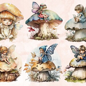 20 PNG Watercolor Mushroom Fairies Clipart, Enchanted Forest Fairy PNG ...