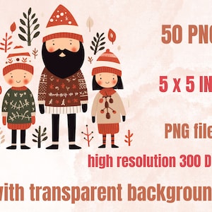 50 PNG Watercolour Scandinavian Christmas Clipart, Christmas Folk Art ...