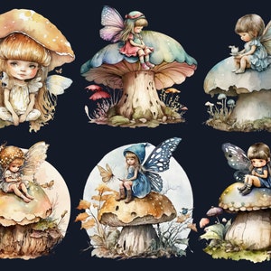20 PNG Watercolor Mushroom Fairies Clipart, Enchanted Forest Fairy PNG ...