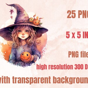 25 PNG Watercolor Cute Little Witches Clipart, Witchcraft Clip Art ...