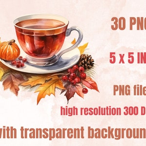30 PNG Watercolor Fall Drink Clipart, Autumn Coffee Illustrations Clip ...