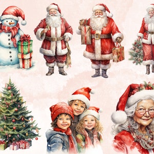 40 PNG Watercolour Christmas Bundle Clipart, Merry Christmas ...