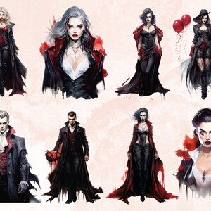 45 PNG Watercolor Halloween Vampires Clipart, Horror Halloween ...