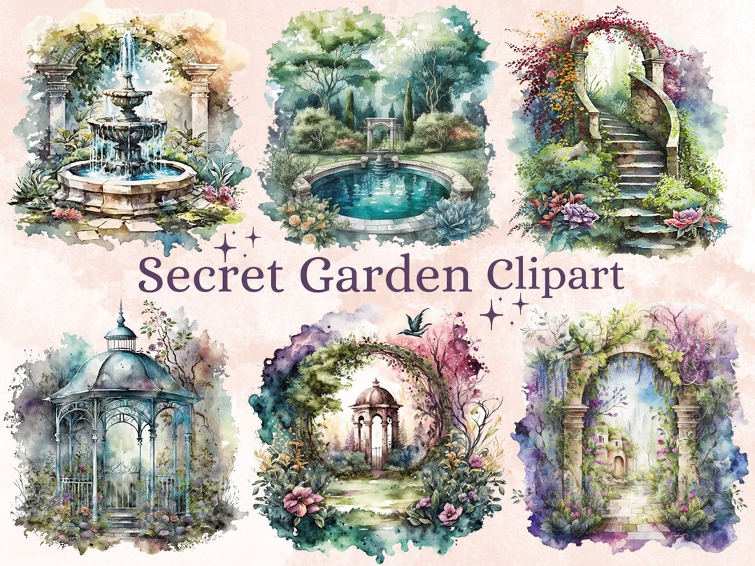 31 PNG Watercolour Secret Garden Clipart, Fairy Garden Clip Art ...