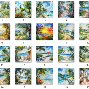 Watercolor Summer Scenes Digital Paper, Printable Tropical Summer Beach ...