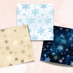 Seamless Winter Snowflakes Digital Paper Pack, Snowy Holiday Repeating ...