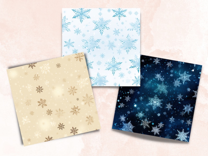 Seamless Winter Snowflakes Digital Paper Pack, Snowy Holiday Repeating ...