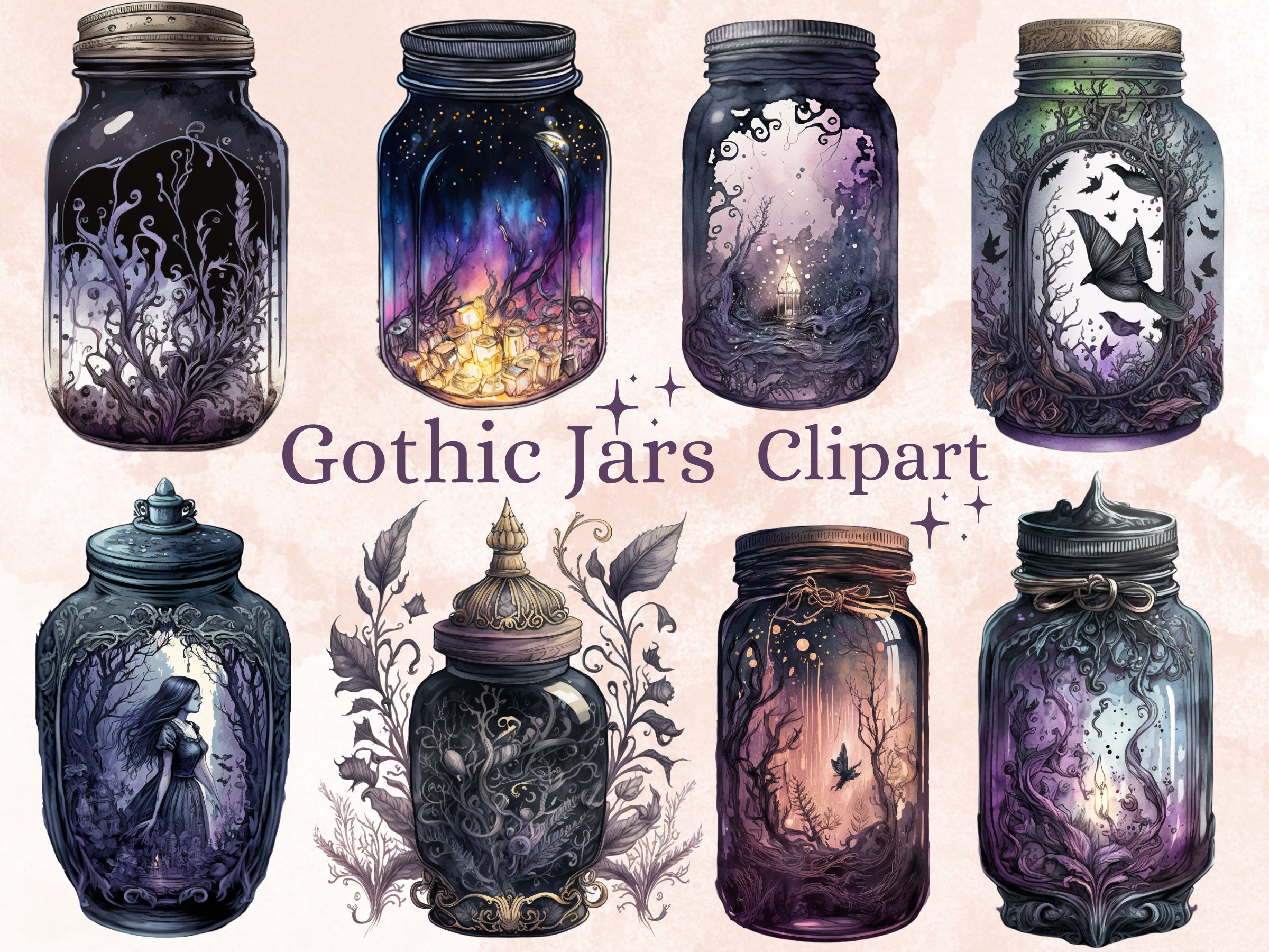 18 PNG Watercolour Gothic Jars Clipart Dark Fantasy Witchy - Etsy Australia