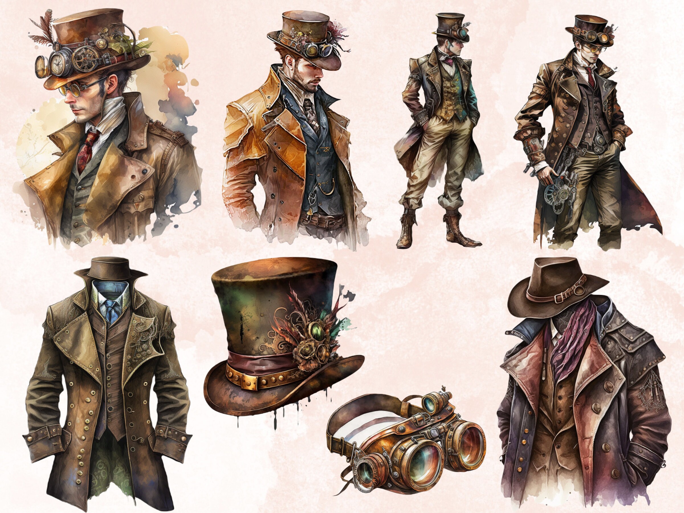 32 PNG Watercolour Steampunk Gentleman Clipart Steampunk Man - Etsy ...