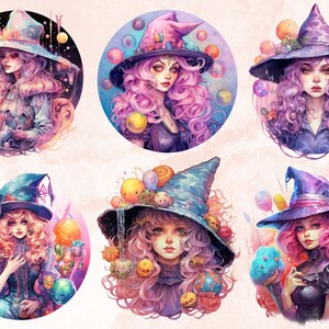 38 PNG Watercolor Candy Witch Clipart, Fantasy Witchcraft Clip Art ...