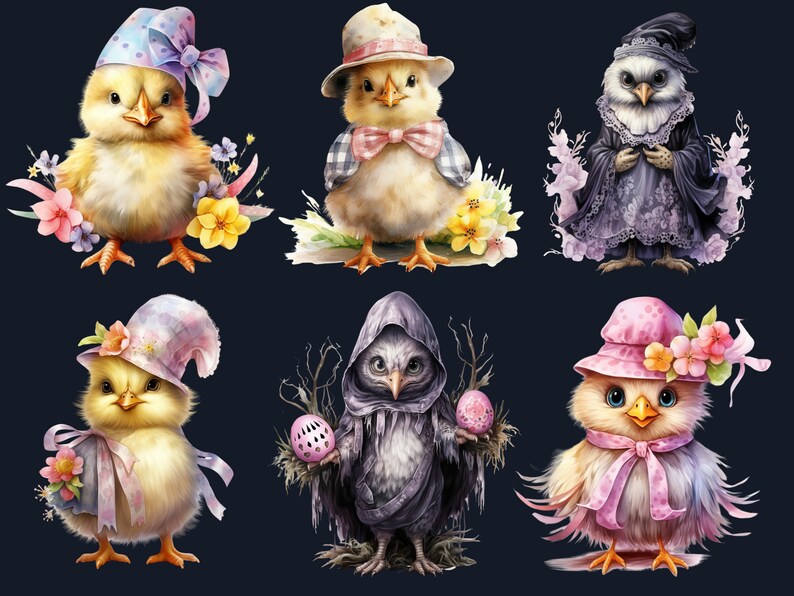 38 PNG Watercolor Easter Chick Clipart, Floral Easter Chick ...