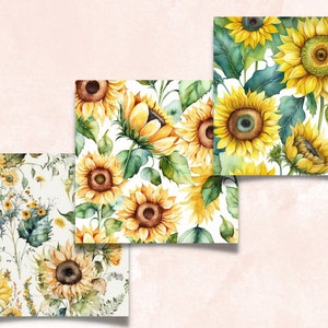 Sunflowers Digital Paper, Spring Sunflower Paper Pack, Vintage Floral ...
