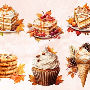 40 PNG Watercolor Fall Dessert Clipart, Autumn Dessert Illustrations ...