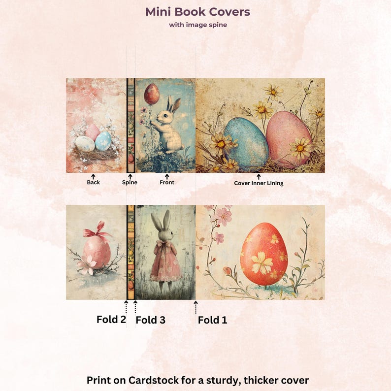Printable Easter Mini Books, Spring Paper Crafting Set, Fantasy Floral ...