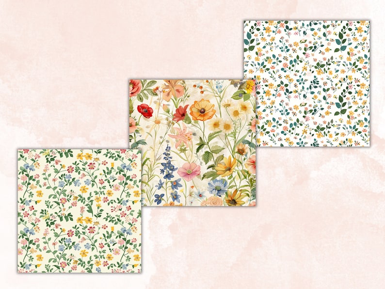 Seamless Spring Flowers Digital Paper, Spring Floral Seamless Pattern ...