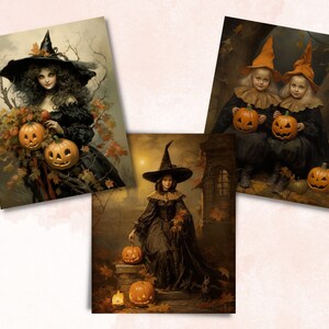 Printable Victorian Halloween Digital Paper, Retro Halloween Ephemera ...