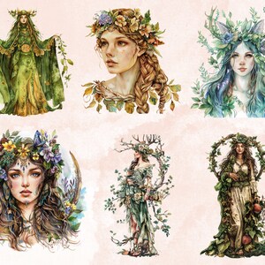 35 PNG Watercolor Spring Goddess Clipart, Floral Beauty Woman ...