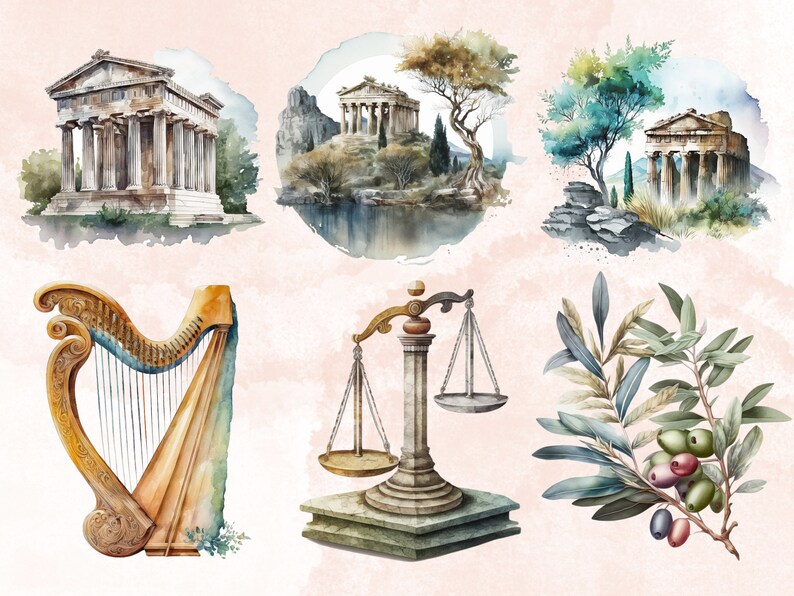 35 PNG Watercolor Fantasy Ancient Greek Clipart, Ancient Greek ...