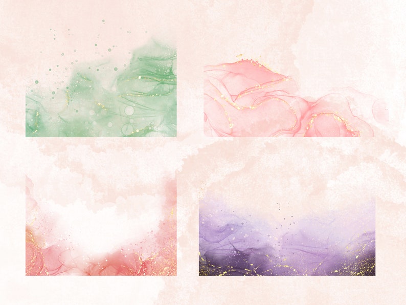 20 PNG Alcohol Ink Clipart Borders, Watercolor Clip Art Border, Rainbow ...