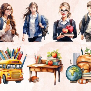 100 PNG Watercolor Back to School Big Bundle Clipart, Academia ...